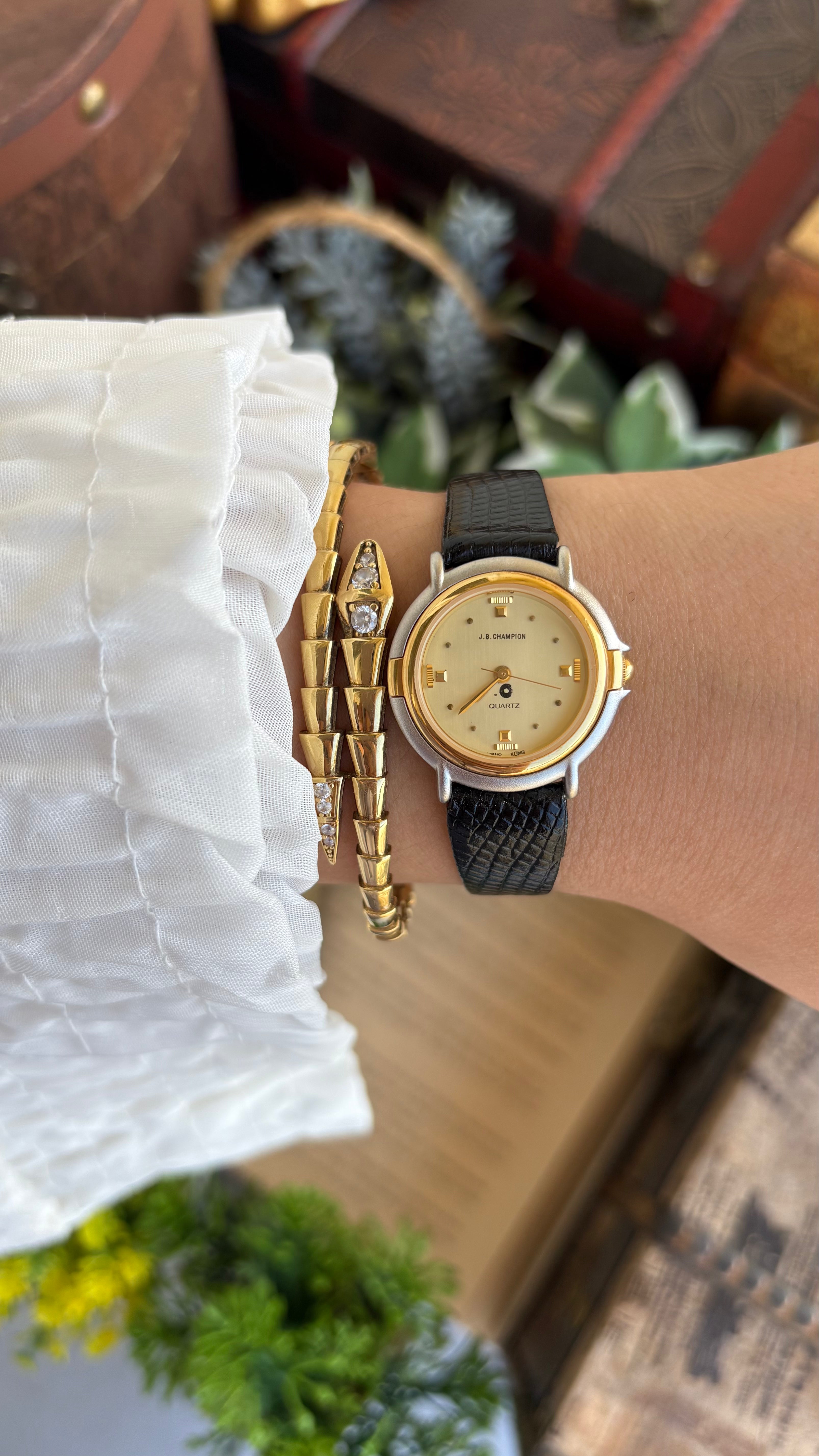 Vintage J.B. Champion Watch in Original Leather Strap with Gold Dial ...